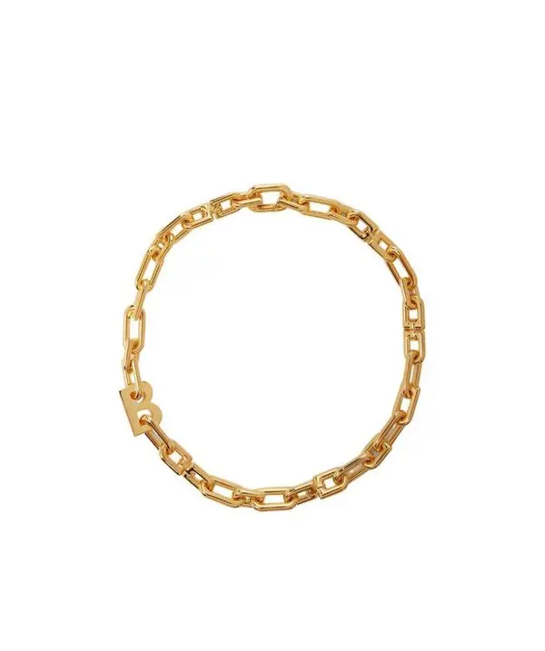 Balenciaga Chain Link Logo Necklace - Gold