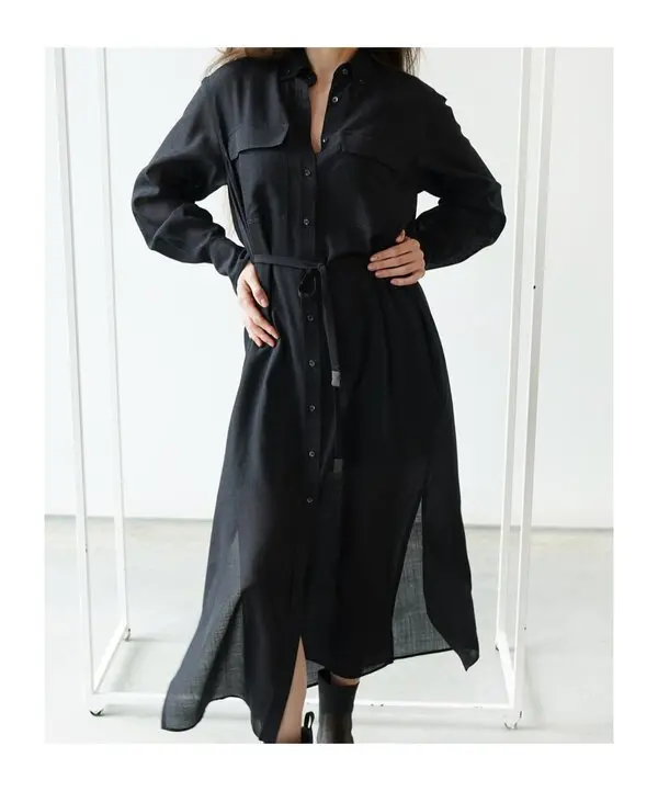 Brunello Cucinelli Midi Shirt Dress With Lapel Collar And Button Closure