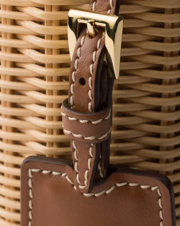 Prada Wicker And Leather Bucket Bag