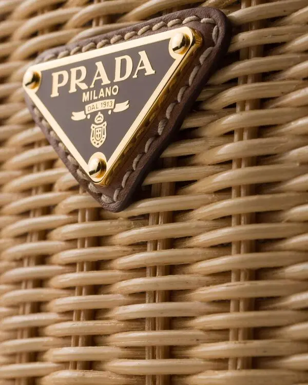Prada Wicker And Leather Bucket Bag