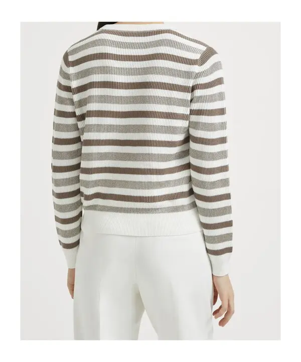 Brunello Cucinelli Striped Cotton Jumper - White