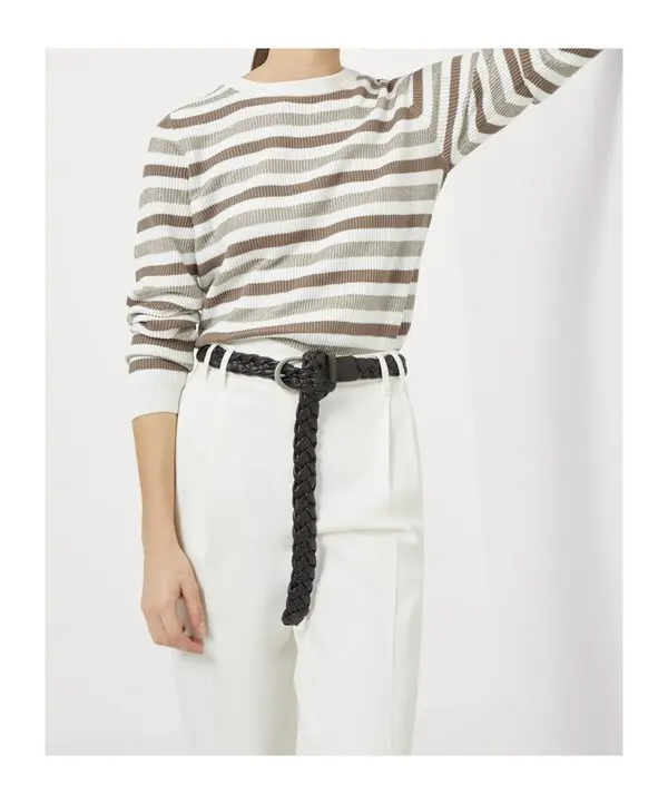 Brunello Cucinelli Striped Cotton Jumper - White