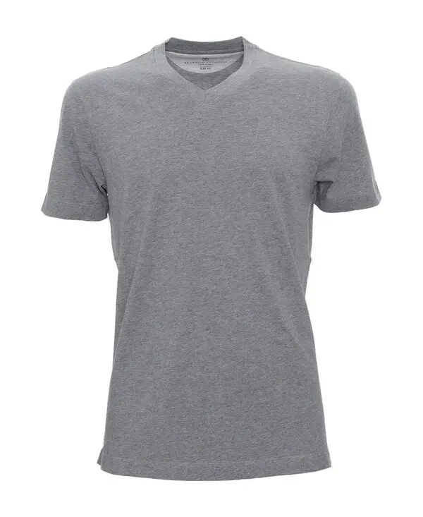 Brunello Cucinelli V-neck Fitted T-shirt - Grey