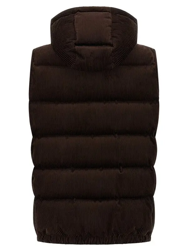 Brunello Cucinelli Logo Embroidered Corduroy Waistcoat