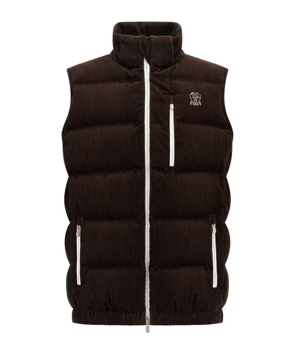 Brunello Cucinelli Embroidered Corduroy Puffer Vest