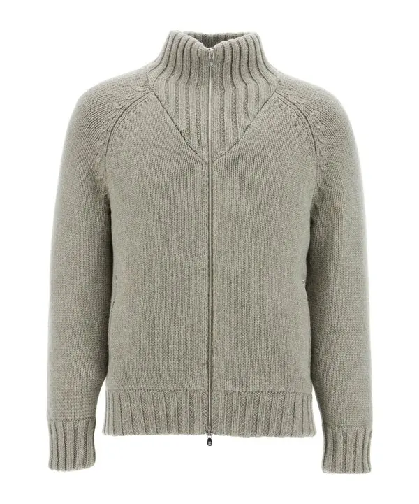Brunello Cucinelli Roll Neck Knitted Cardigan - Olive