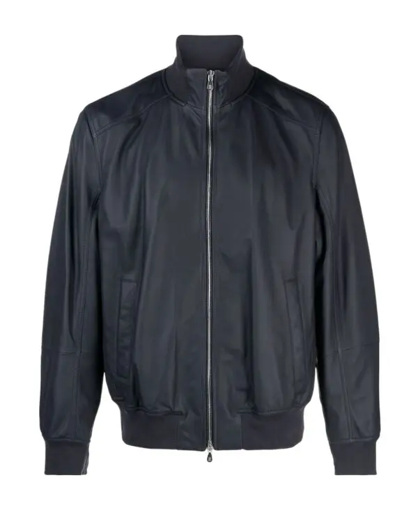 Brunello Cucinelli Zip-up Leather Bomber Jacket - Black