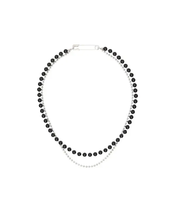 NUMBERING Beaded Necklace - Silver/black