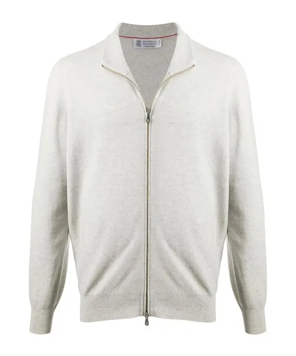 Brunello Cucinelli Knitted Zip-up Cardigan - White