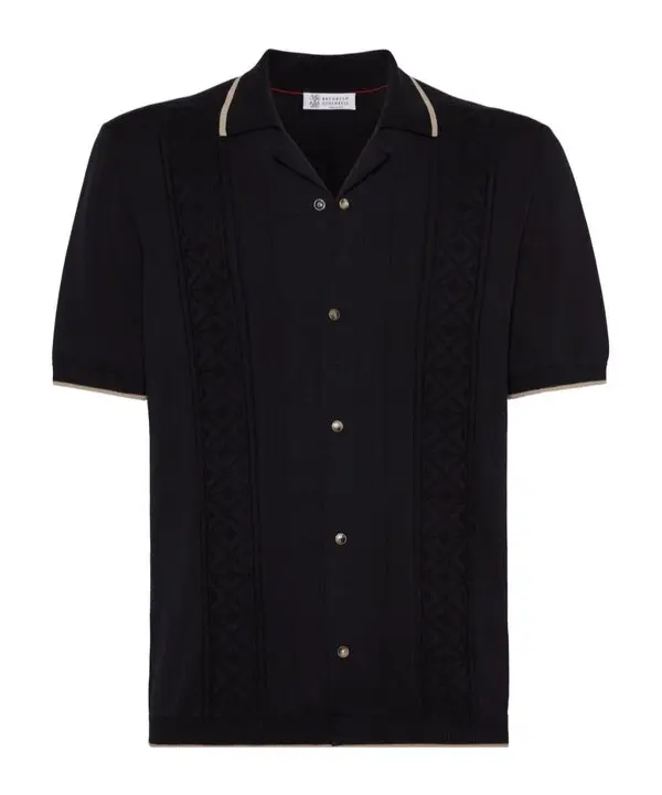 Brunello Cucinelli Contrasted-trim Knitted Shirt