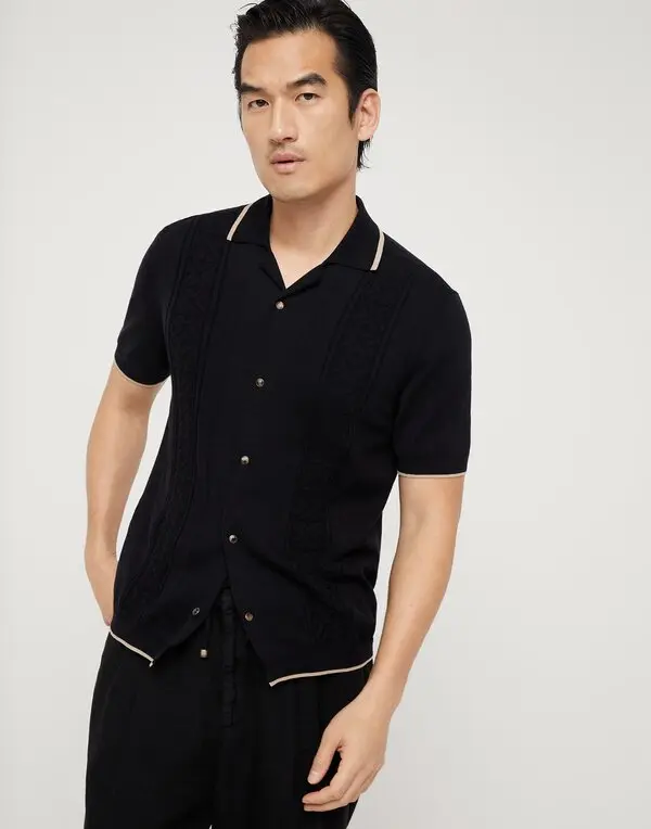 Brunello Cucinelli Contrasted-trim Knitted Shirt