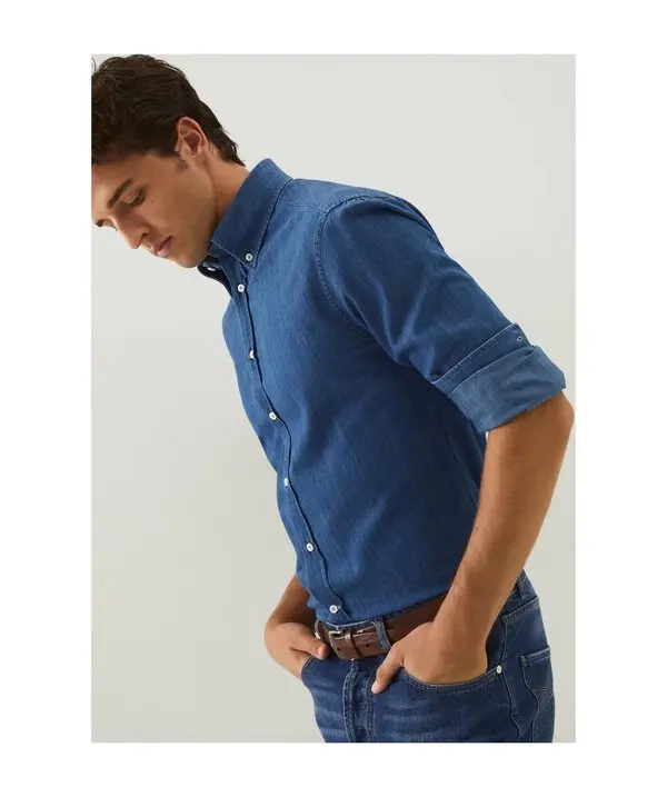 Brunello Cucinelli Button-down Collar Denim Shirt - Blue
