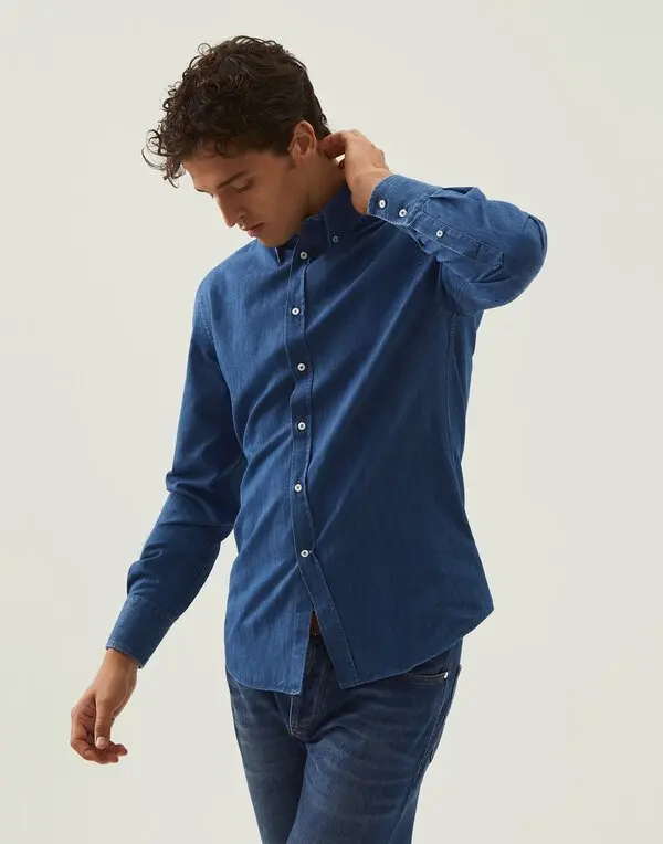 Brunello Cucinelli Button-down Collar Denim Shirt