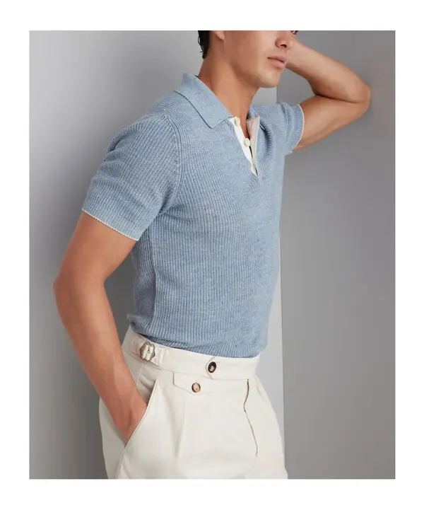 Brunello Cucinelli Short Sleeved Rbbed-knit Polo Shirt