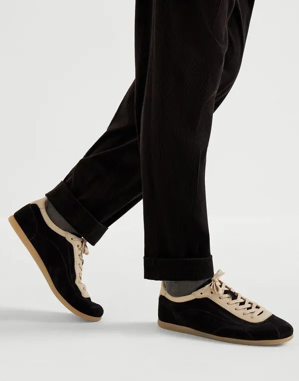 Brunello Cucinelli Suede Panelled Lace-up Sneakers
