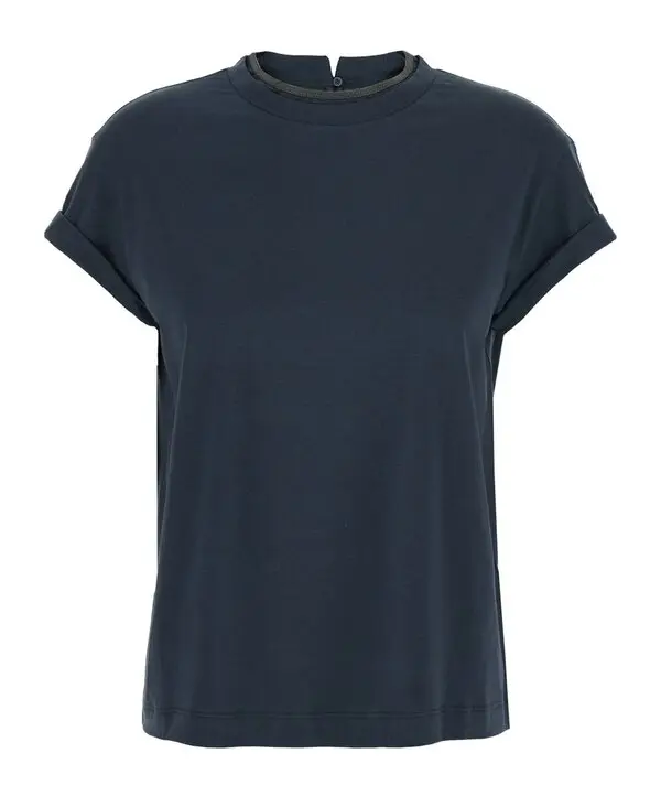 Brunello Cucinelli Short Sleeved Crewneck T-shirt - Blue