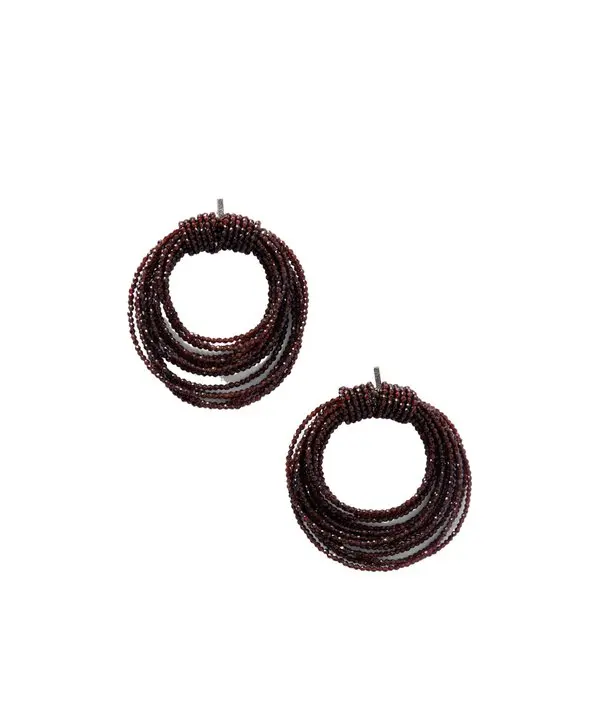 Brunello Cucinelli Beaded Hoop Earrings - Red