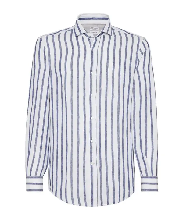 Brunello Cucinelli Striped Linen Shirt - Blue