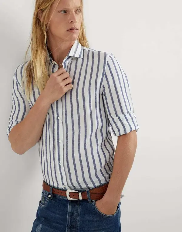 Brunello Cucinelli Striped Linen Shirt