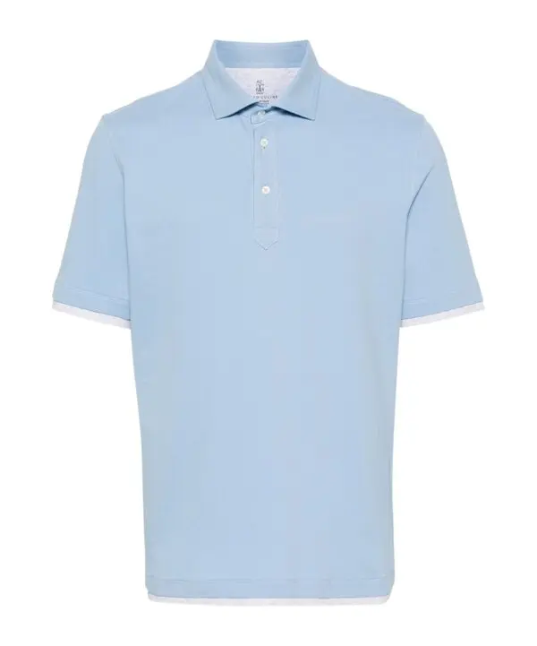 Brunello Cucinelli Layered-detail Polo Shirt - Blue
