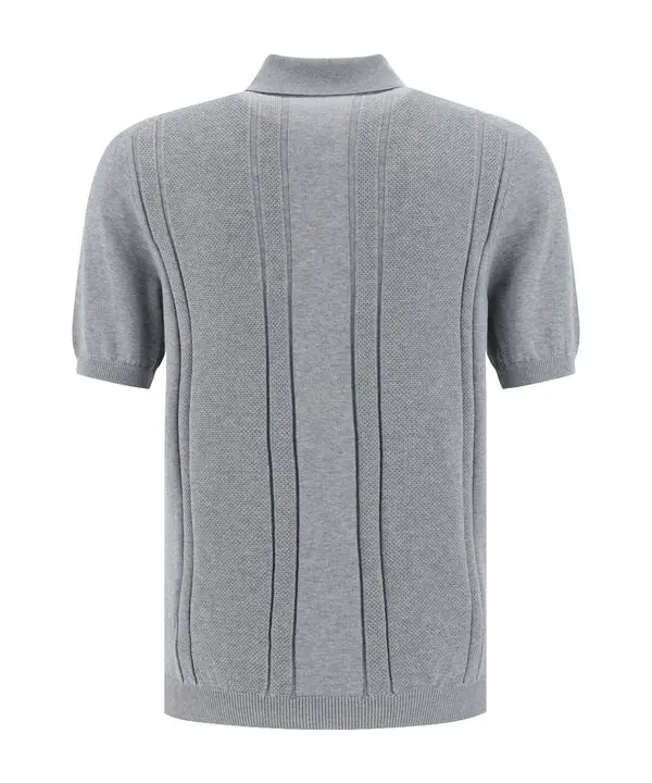 Brunello Cucinelli Short Sleeved Open-knitted Polo Shirt