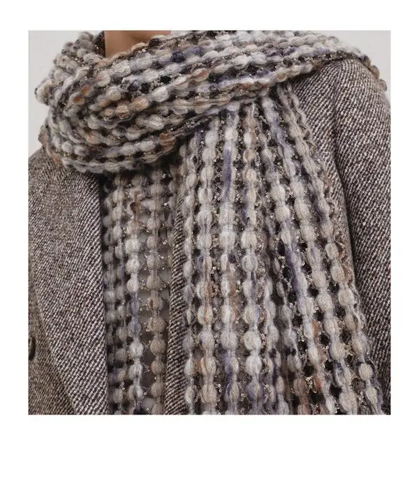 Brunello Cucinelli Balloon Net Embroidered Knitted Scarf