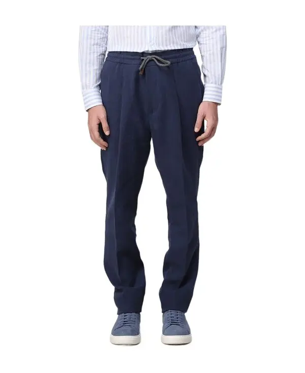 Brunello Cucinelli Straight-leg Linen Trousers - Blue