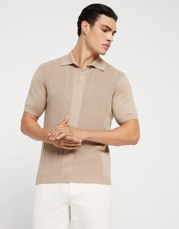 Brunello Cucinelli Short Sleeved Open-knitted Polo Shirt