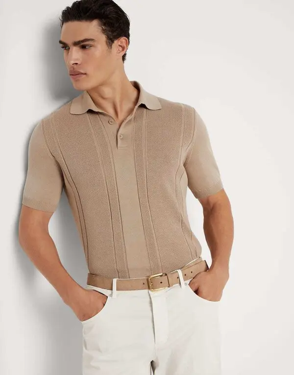 Brunello Cucinelli Short Sleeved Open-knitted Polo Shirt