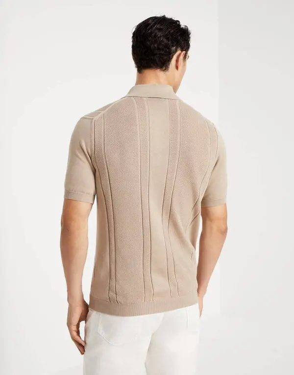 Brunello Cucinelli Short Sleeved Open-knitted Polo Shirt