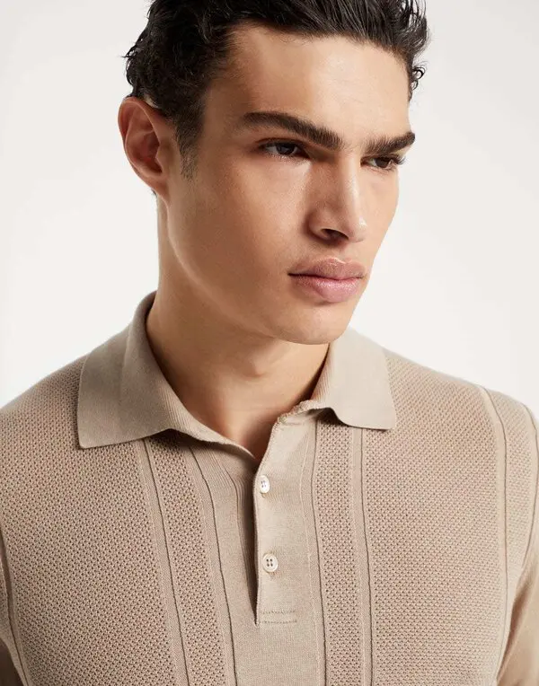 Brunello Cucinelli Short Sleeved Open-knitted Polo Shirt