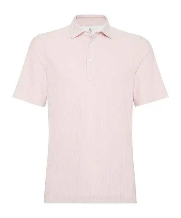 Brunello Cucinelli Ribbed-knit Polo Shirt - Pink