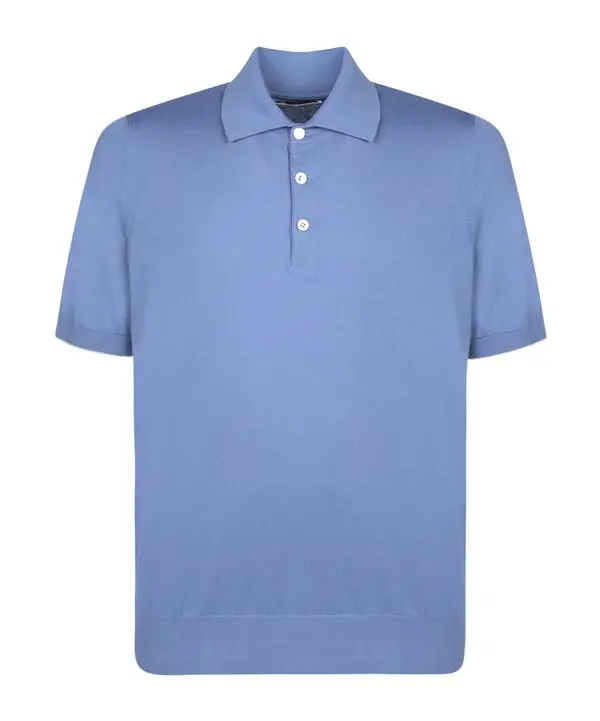 Brunello Cucinelli Short-sleeved Buttoned Polo Shirt - Blue