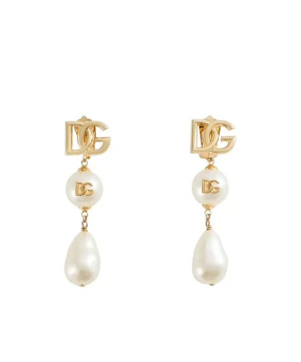 Dolce & Gabbana Dolce Gabbana Dg Logo Drop Earrings - White