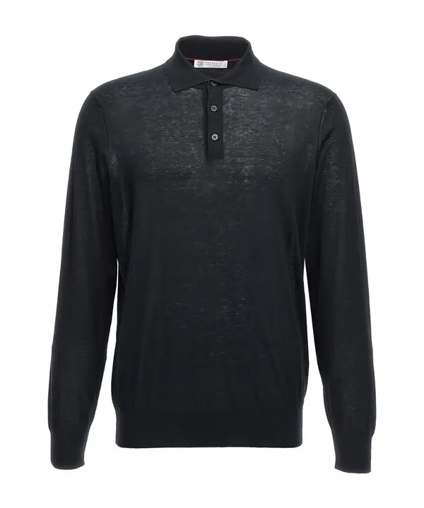 Brunello Cucinelli Long Sleeved Knitted Polo Shirt