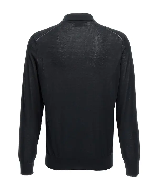 Brunello Cucinelli Long Sleeved Knitted Polo Shirt