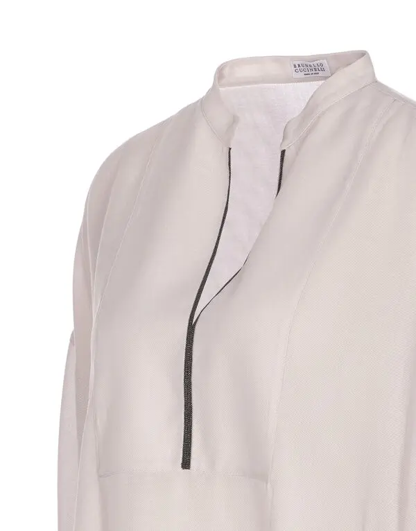 Brunello Cucinelli Long-sleeved V-neck Shirt With Cuffed Sleeves