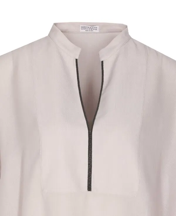 Brunello Cucinelli Long-sleeved V-neck Shirt With Cuffed Sleeves