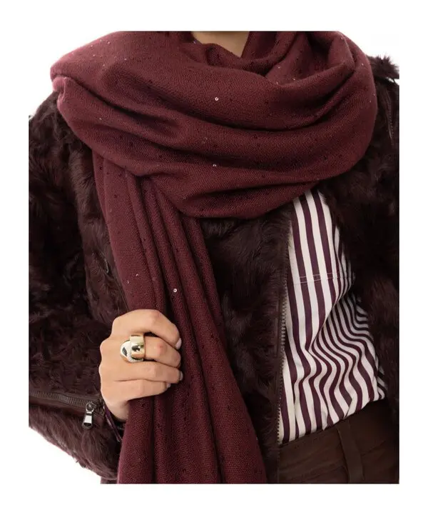 Brunello Cucinelli Sequin-embellished Fringed Scarf - Red