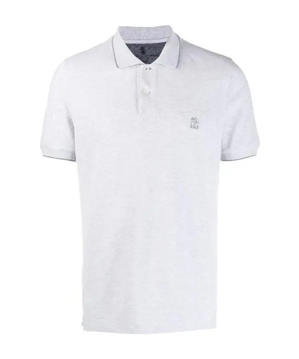 Brunello Cucinelli Embroidered Logo Polo Shirt - White