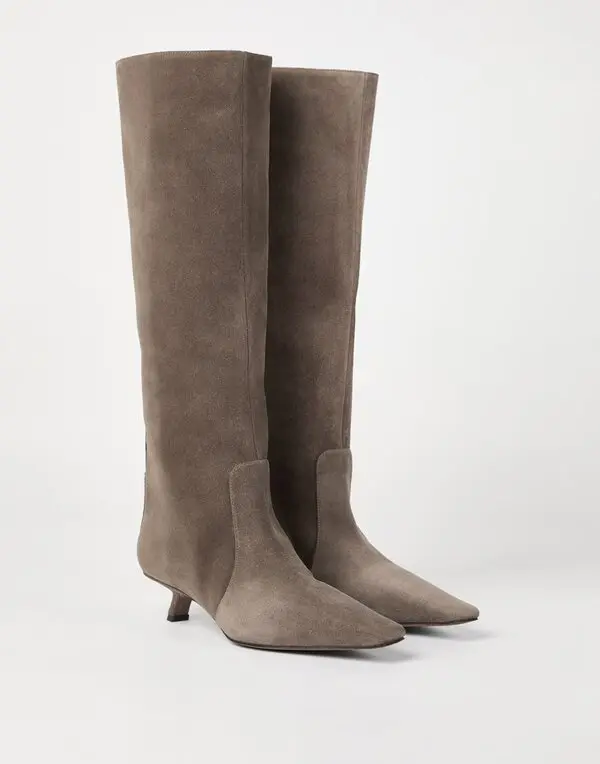 Brunello Cucinelli Suede Knee-high Boots With Embellishment
