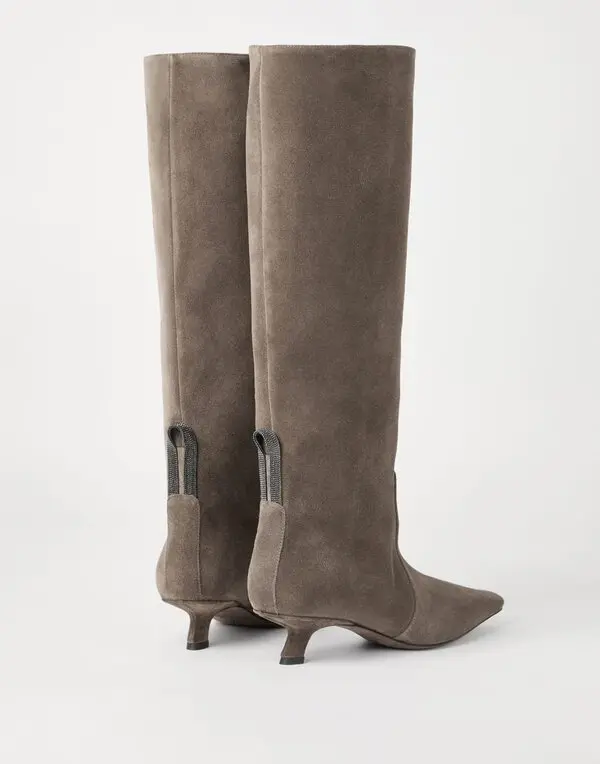 Brunello Cucinelli Suede Knee-high Boots With Embellishment