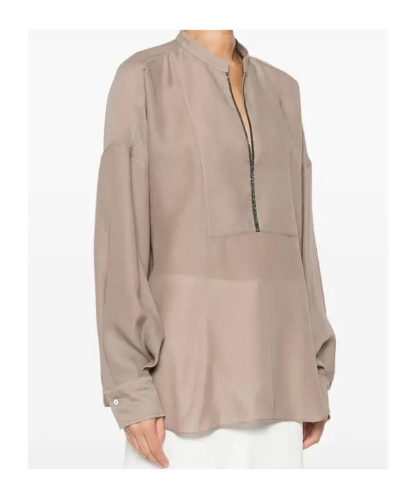 Brunello Cucinelli Stone-embellished V-neck Shirt