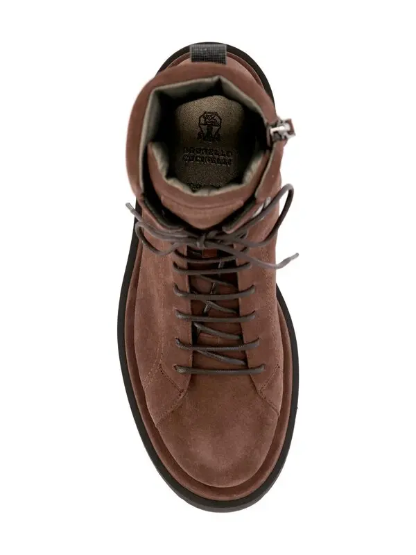 Brunello Cucinelli Round Toe Lace-up Boots