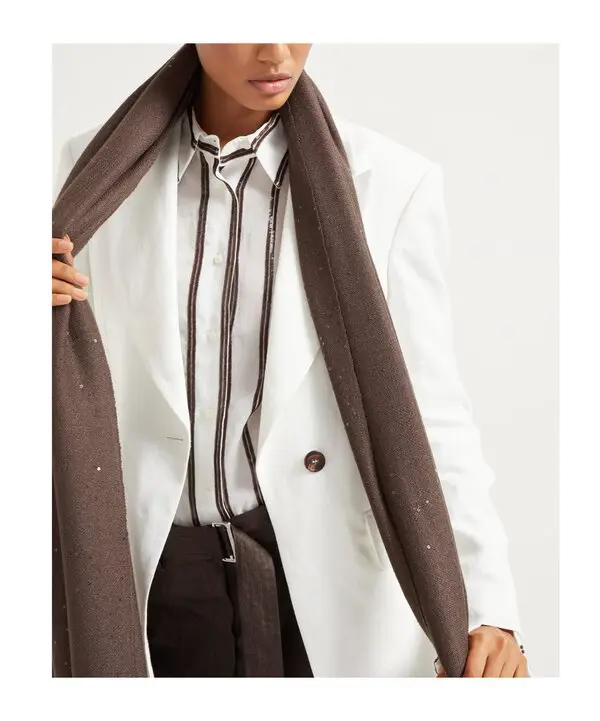 Brunello Cucinelli Embellished Fringed-edge Scarf