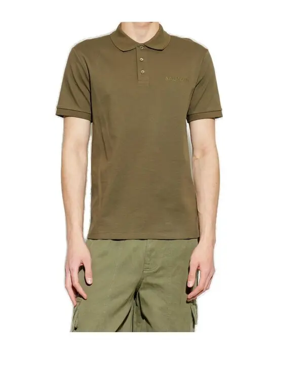 Balmain Logo Detailed Short Sleeved Polo Shirt