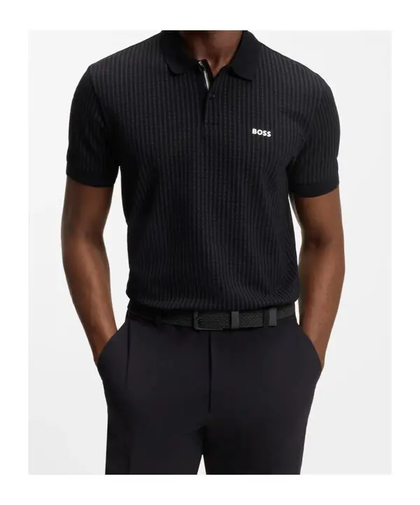 Hugo Boss Woven Belt With Leather Trims And Logo Detail