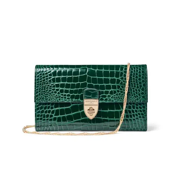 ASPINAL OF LONDON Mayfair® Clutch In Ever Patent Croc - Green