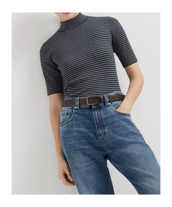 Brunello Cucinelli Striped High Neck Lightweight Sweater