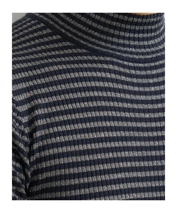 Brunello Cucinelli Striped High Neck Lightweight Sweater